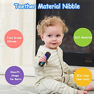 YAPROMO Baby Teething Toys,2 Pcs TV Remote Control Shape Teether Toys,Food Grade Silicine Chew Toy