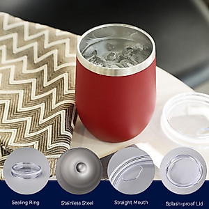 DOMICARE Stainless Steel Wine Tumbler Bulk with Lid, Personalized Insulated Tumblers Set, 12oz Travel Coffee Cups Pack of 1, Red