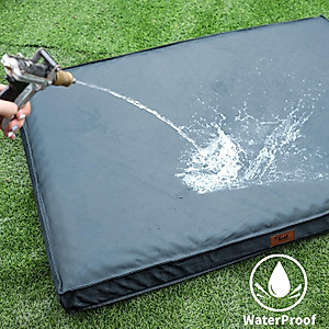 Tail Stories Orthopedic Dog Bed for Large Dogs - Pet Bed with Removable Washable Cover, Large Waterproof Dog Crate Bed for Large Sized Dog with Egg Crate Foam, Blue