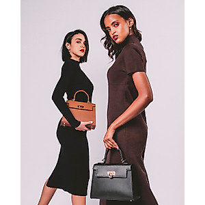 Layla Women’s Top-Handle Handbags – Luxury Crossbody Purse Shoulder Bag for Women – Leather Handbag, Detachable Strap(Black)