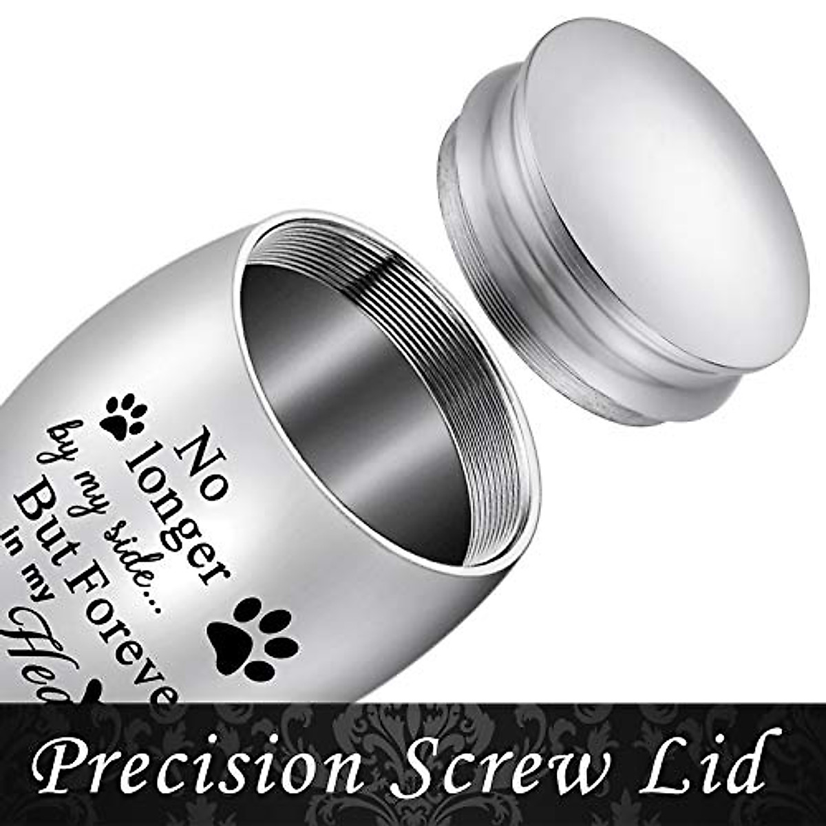 Small Cremation Urn for Dog Ashes 1.57 Inches Mini Pet Ashes Urn Stainless Steel Ashes Keepsake - No Longer by My Side Forever in My Heart