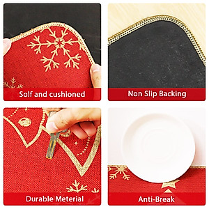 Merry Christmas Kitchen Rugs Set of 2 Red Farmhouse Decorative Rubber Backing Xmas Winter Holiday Floor Mat Anti-slip Merry & Bright Decorations for Indoor Outdoor Home Kitchen 17x28 and 17x47 Inch