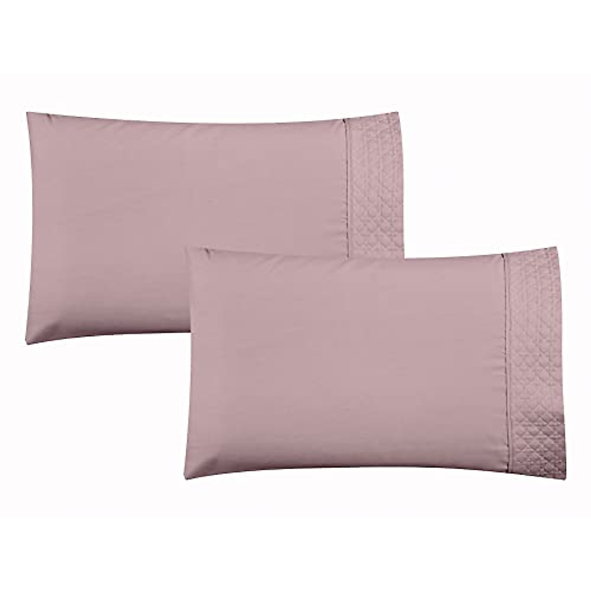 Elegant Comfort Luxury Soft Coziest 4-Piece Bed Sheet Set 1500 Thread Count Egyptian Quality Wrinkle Resistant Beautiful Quilted Design on Flat Sheet and Pillowcases, Queen, Dusty Rose