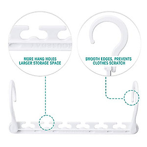 HOUSE DAY Sturdy Plastic Space Saving Hangers Cascading Hanger Organizer Pack of 12 Closet Space Saver Multifunctional Hangers for Heavy Clothes (White)