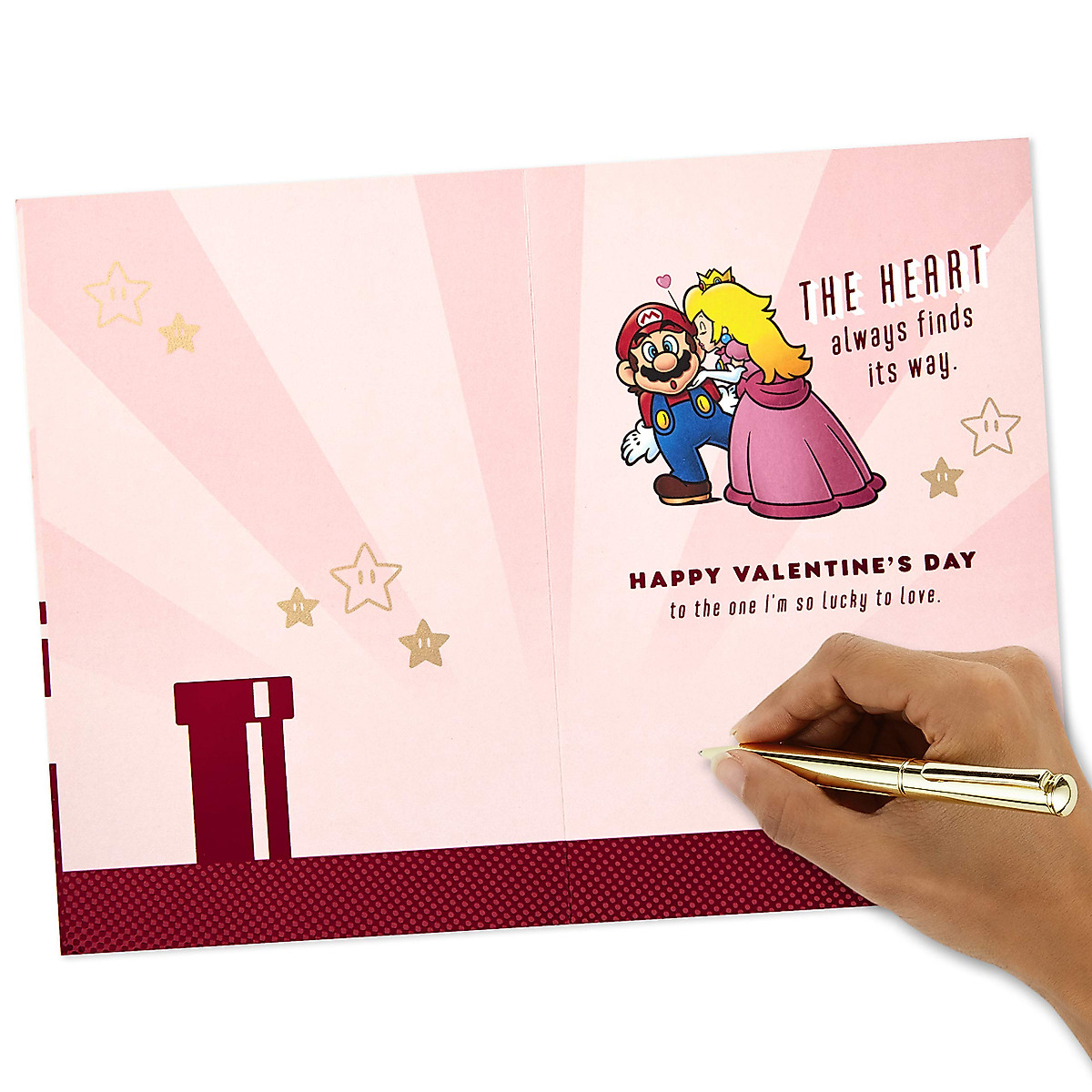 Hallmark Nintendo Super Mario Valentine's Day Card for Husband, Wife, Boyfriend, Girlfriend (Lucky)