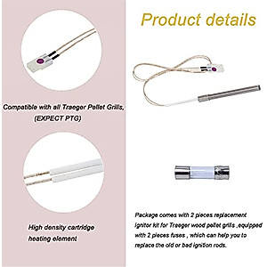 Hot Rod Ignitor Kit for Pit Boss 700 700FB 70112 820 820D 820Pro, Compatible with Camp Chef Wood Pellet Grills, Fire Works Igniter Replacement Parts for Traeger Wood Pellet Grills