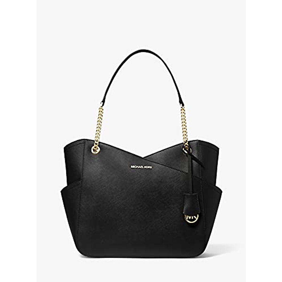 Michael Kors Women's Jet Set Travel Large Chain Shoulder Bag (Large, Black/Gold)