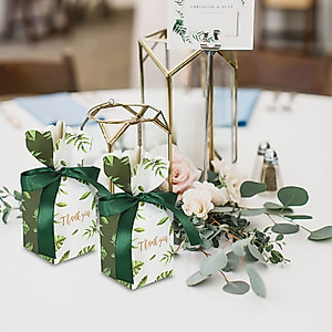 BEISHIDA Christmas Candy Boxes Party Favor Boxes Baby Shower Favors Small Wedding Favor Boxes Cookie Box with Ribbon for Birthday Party (Green,2 X 2.5 X 4.7 inch, 30 pcs）