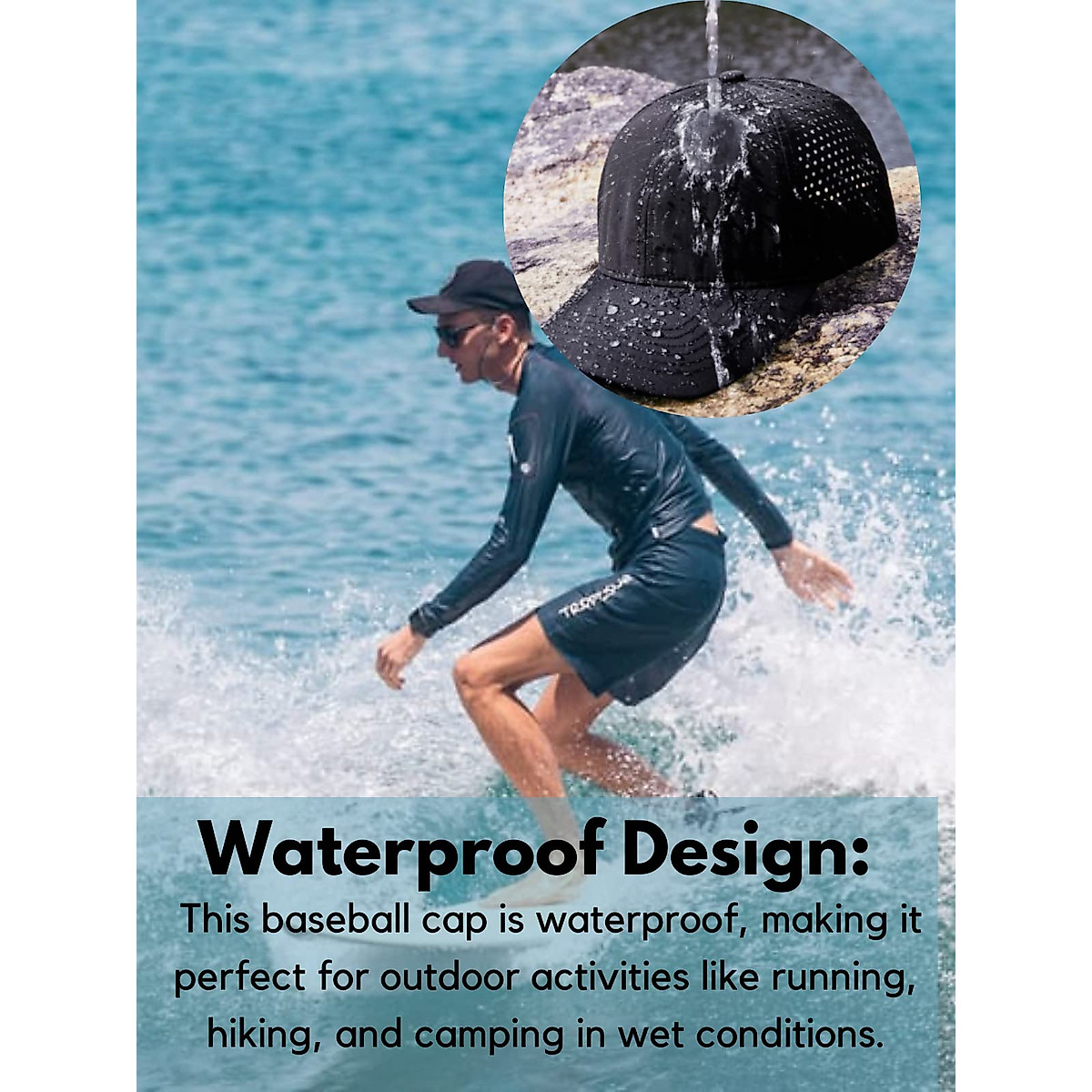 Oversize XXL Baseball Caps,Quick Dry Mesh Sports Hat for Big Heads 22"-25"，Waterproof Lightweight Running Sun Hat. (Black)