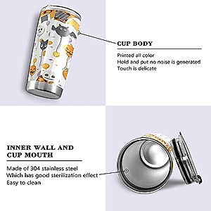 Jihqo Happy Halloween Tumbler with Lid and Straw, Insulated Stainless Steel Tumbler Cup, Double Walled Travel Coffee Mug Thermal Vacuum Cups for Hot & Cold Drinks 12oz