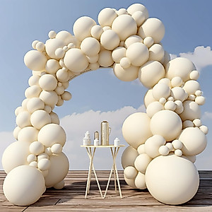 100pcs White Sand Balloons Latex Cream Balloons for Balloon Garland Arch Kit for Birthday Party Wedding Balloon Graduation Baby Shower Decoration