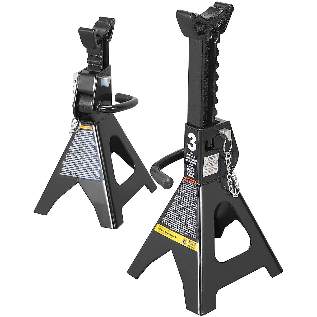Torin 3 Ton (6,000 LBs) Capacity Double Locking Steel Jack Stands, 2 Pack, Black, AT43002AB