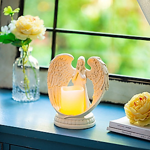 Angel Statue Tea Light Holder - Blessing Angel Figurine Candle Holder for Garden Home Altar Shelf Decor Favors Sympathy Gift Memorial Tribute Remembrance Funeral Decoration
