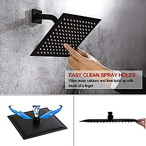 Matte Black 3 Handle Shower Faucet Set with Tub Spout, Tub and Shower Trim Kit with Rough-in Valve, Bathroom Rain Shower System Wall Mounted Rainfall Bathtub Shower Faucets