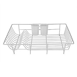 Home Basics DD30234 3-Piece Dish Drainer Set, White