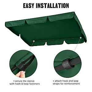 Yescom 64"x47" Deluxe Outdoor Swing Canopy Replacement UV30+ 180gsm Porch Top Cover for Patio Yard Seat Green