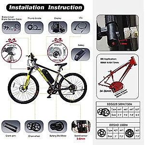BAFANG BBS02B 48V 500W 750W HD 1000W Motor Electric Bicycle Conversion Kit with LCD Display and Battery (Optional) Ebike DIY Part and Assessories