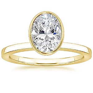 10K Solid Yellow Gold Handmade Engagement Ring 2.0 CT Oval Cut Moissanite Diamond Solitaire Wedding/Bridal Ring Set for Women/Her Propose Ring (4.5)