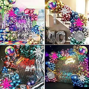 Chrome Balloon Garland Arch Kit 126Pcs Disco Party Decorations with Disco Ball Balloons and Explosion Star Foil Balloons for 80s 90s Disco Birthday Graduation Galaxy Prom Party Decoration