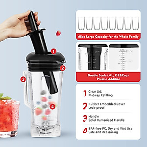 GDAE10 3HP 2200W Heavy Duty High Speed 45000RPM Smoothie Blender, Red, 68 Ounce (2L) for Soup, Fish, Crushing Ice, Frozen Desserts, Home or Commercial Use