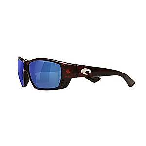 Costa Del Mar Mens Tuna Alley Low Bridge Fit Rectangular Sunglasses, Tortoise/Grey Blue Mirrored Polarized-580P, 63 mm
