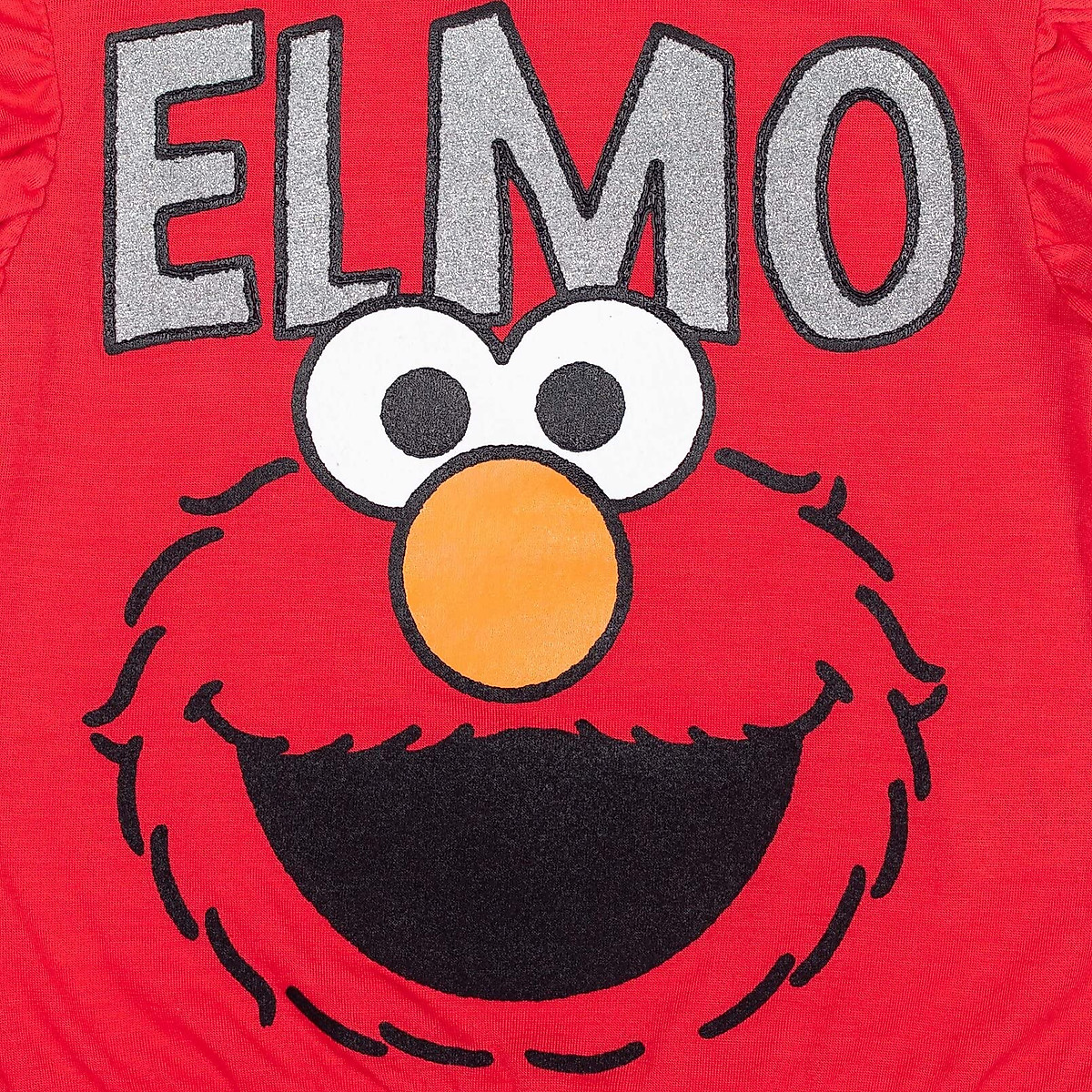 Sesame Street Elmo Toddler Girls T-Shirt and French Terry Shorts Outfit Set Red 2T