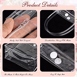 80 Pieces Clear Gift Bags Small PVC Bags Reusable Transparent Bags with Handles Mini Cute Plastic Bags Gift Wrap Bags Tote Shopping Bag for Wedding Birthday Baby Shower Party, 5.9 x 6.3 x 2.8 Inch