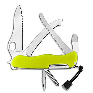 Victorinox Swiss Army Rescue Tool Pocket Knife with Pouch, Fluorescent Yellow ,111mm