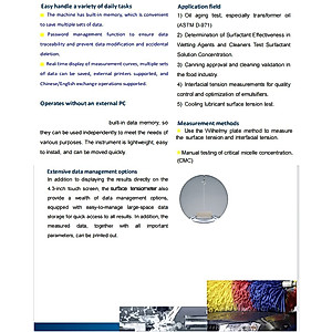 VTSYIQI Fully Automatic Surface Tensiometer Liquid Interfacial Tension Meter Tester With Platinum Ring Platinum Board Method Range 0 to 1000mN/m For Ink Printing Ink Oil Paint Cleaning Agent Industry