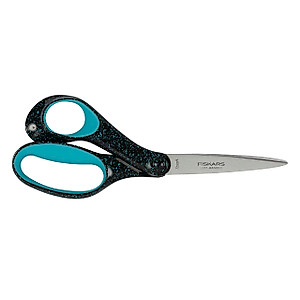 Fiskars 8" Left-Handed Softgrip Teen Scissors for Ages 15+ - Scissors for School or Crafting, Back to School Supplies, Blue Speckled