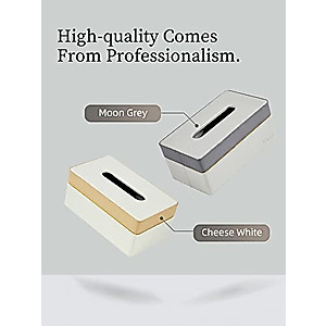 Tissue Box Holder Cover Rectangular, Modern PU Leather Decorative Tissue Holders Organizer-Apricot Cream