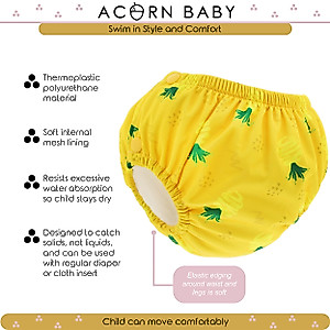 Acorn Baby Toddler Swim Diaper Size 5 and 6 Adjustable - Yellow Pineapple Swimmers Reusable Toddler Swimming Diaper