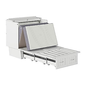 AFI, Sydney Twin Wood Murphy Bed Chest with Storage and Charging Station, White