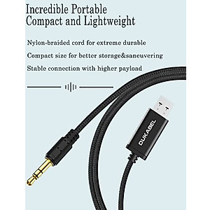 USB to 3.5mm Aux Cable, DUKABEL USB to 3.5mm Jack Cord for PC PS4 PS5 USB2.0 to 1/8’’ Male Auxiliary Audio Cable for Headphone Speaker(8FT/2.4 Meter) Do Not Work for TV Car PS3 Truck Amplifier