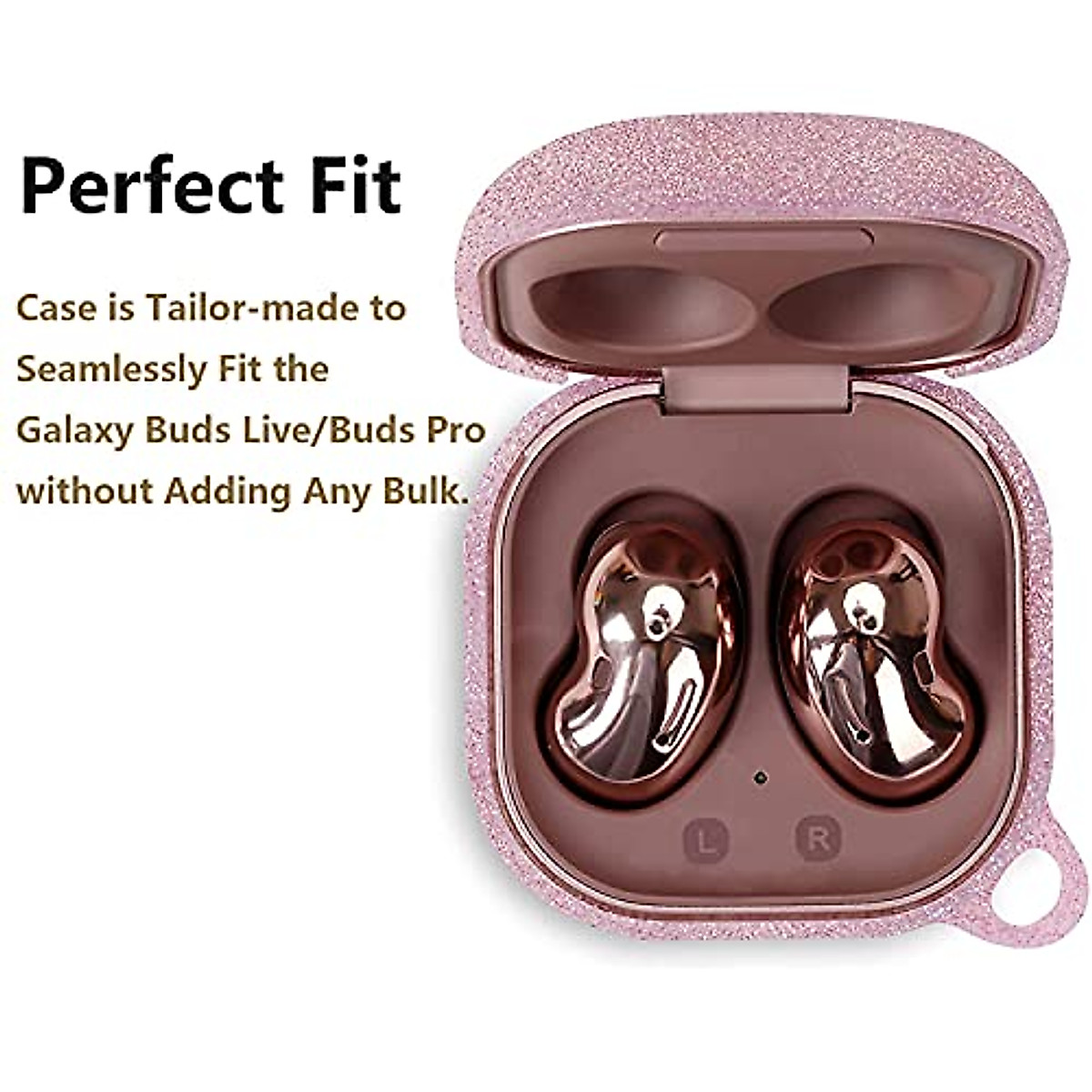Silicone Case for Samsung Galaxy Buds Live/Buds Pro - 2021 Soft Carrying Case Protective Wireless Charging Cover Skin with Keychain for Women&Girls - (Rose Gold)