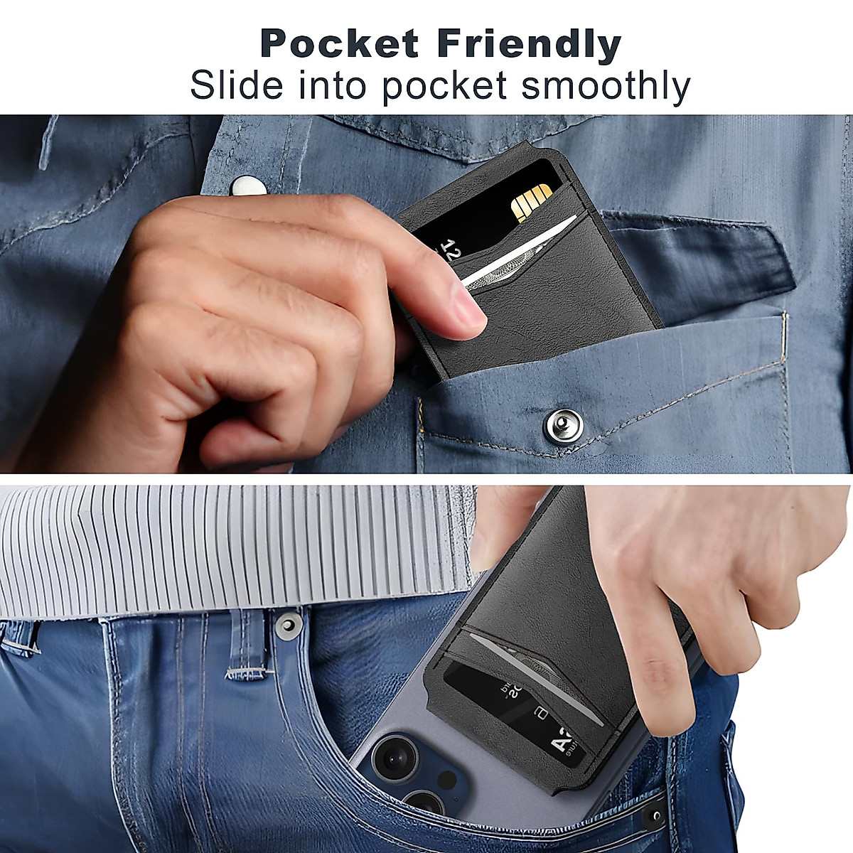 typecase Magnetic Wallet Compatible with Magsafe: Magnetic Phone Wallet & Card Holder for Apple iPhone 16 15 14 13 12 Pro Max - Adjustable Mag Safe Wallet Stand with 4 Card Slots - Black