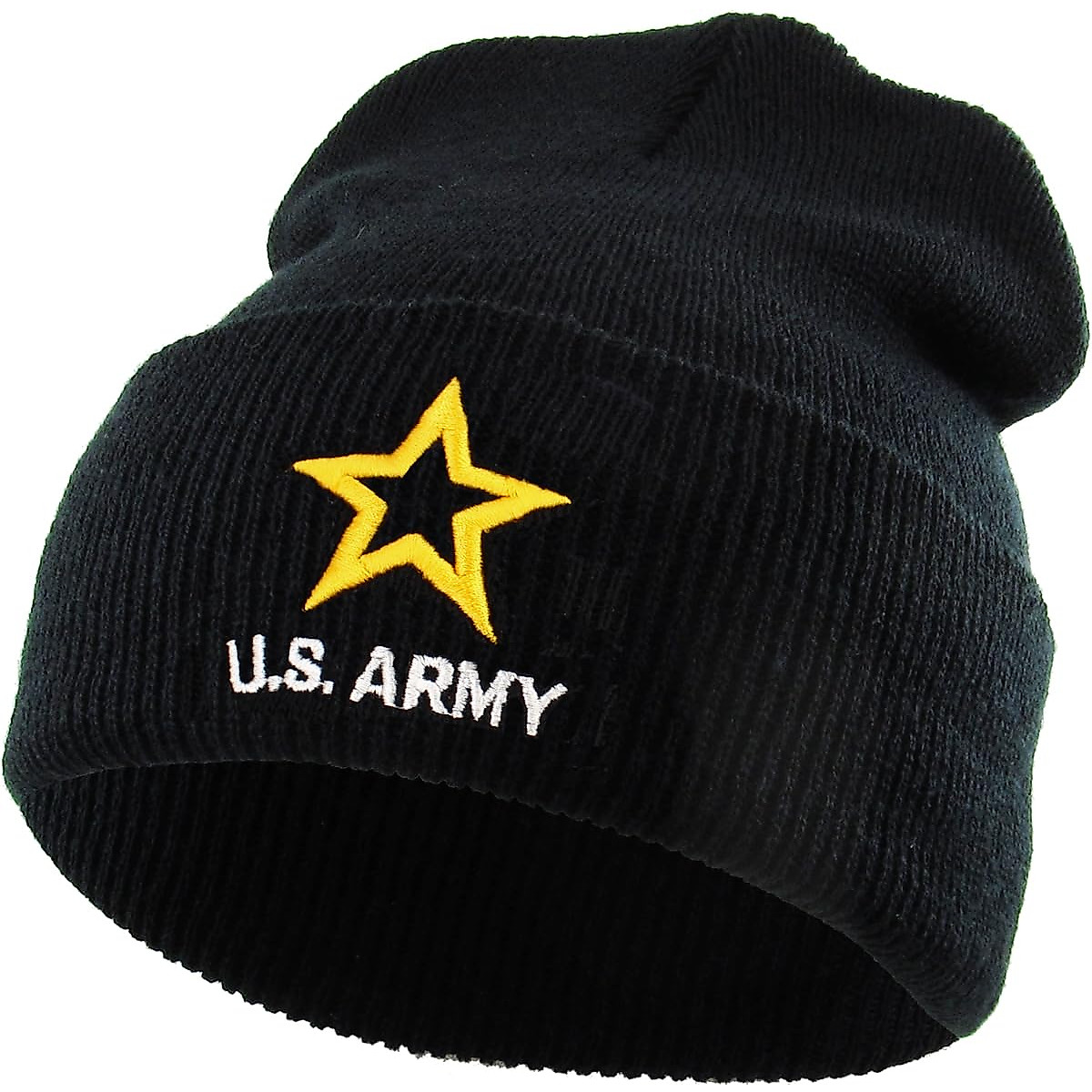 USARMY-SKIHAT-01 BLK-GLD US Army Official Licensed Premium Quality Vintage Distressed Veteran Military Star Baseball Cap