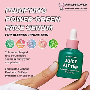 I Dew Care Face Serum - Juicy Kitten | Mother's Day, Gift, Purifying Power-Green Korean Skincare with Niacinamide, 1.01 Fl Oz