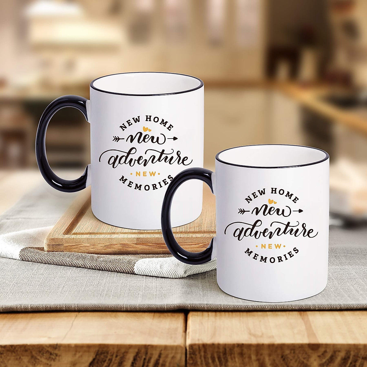 House Warming Presents for New Home- NEW HOME NEW ADVENTURE NEW MEMORIES - Housewarming Gifts New Home for Women, Men, Him, Her, Ceramic Coffee Mug Tea Cup 11 Oz with Gift box (Double)