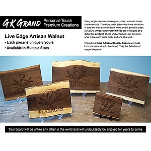 Personalized Cutting Board Wedding Gift – Walnut Live Edge Wood Customized Monogramed Bride Groom Unique Engraved Rustic Elegance Display Newlywed Couple Parents Anniversary Housewarming Christmas