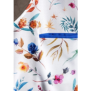 CALICOT Apron 100% Polyester Pack of 1 Adjustable Neck Strap Cloth Apron with Center Pocket & Long Ties for Chef, Women & Men Parties Wedding use, Spicy Summer (27.5"x 31.5")