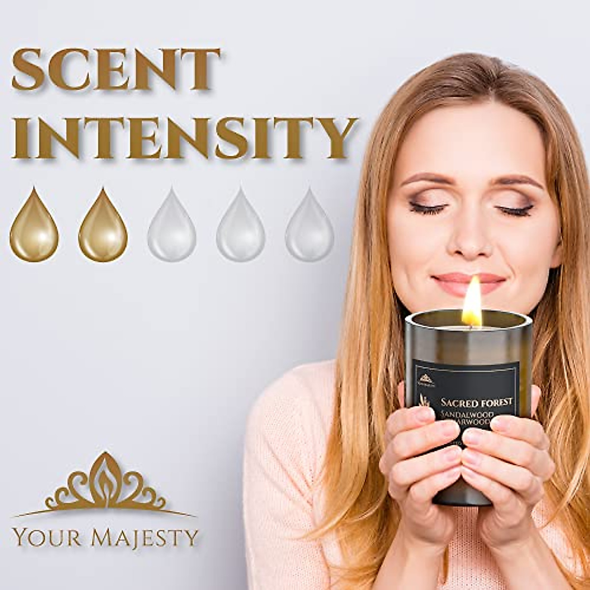 Sacred Forest Cedar & Sandalwood Candle [60H Burning Time] Natural Soy Candle Scented Infused with Essential Oils, Smokeless Aromatherapy Candle 8.81 Oz, Gift Packaging Included