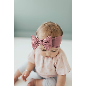 Baby Bling Bows Newborn to Toddlers Hair Bow - Three Amigas Headbands Hair Accessories Little Girls, One Size (3 Pack - 3 Pack - Mauve, Rose Quartz, Oatmeal Mushroom)