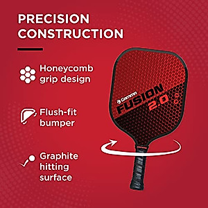 GAMMA Sports 2.0 Pickleball Paddles: Mens and Womens Textured Fiberglass Face Pickle-Ball Racquet - Indoor and Outdoor Racket: Fusion Red, ~8 oz
