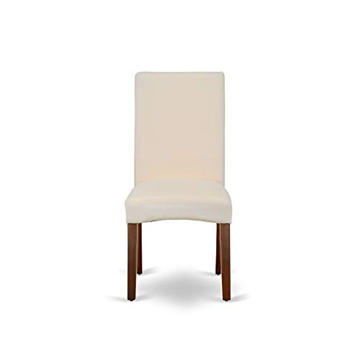 East West Furniture HBDR3-MAH-01 3 Piece Dining Room Furniture Set Contains a Round Dining Table with Pedestal and 2 Cream Linen Fabric Upholstered Parson Chairs, 42x42 Inch, Mahogany