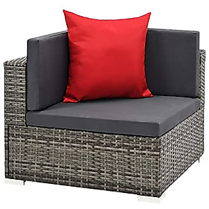 vidaXL 7 Piece Garden Lounge Set with Cushions Poly Rattan Gray