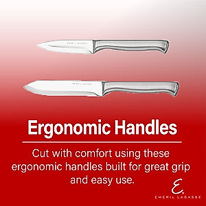 Emeril Lagasse 3-Piece Stainless Steel Kitchen Knives Set - 8” Chef Knife, 5" Utility Knife, & 3.5" Paring Knife - Slice Fruit & Meat Effortlessly