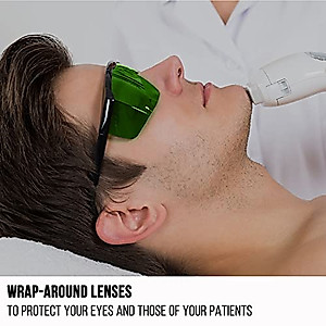 MORELKE Laser Safety Glasses, IPL 200-2000nm Laser Glasses Eye Protection for Laser Hair Removal Treatment and Laser Engraving,UV400 Protection.(Green)