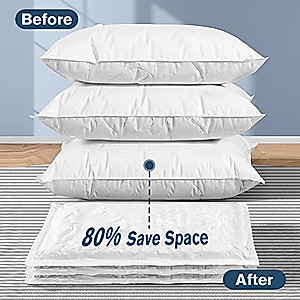 Vacuum Storage Bags, OFFSIR Vacuum Sealer Bags Space Saver Vacuum Storage Bags Compression Bags for Comforters and Blankets, Vacuum Seal Bags for Clothes with Hand Pump-8 Packs(4 Jumbo, 4 Large)