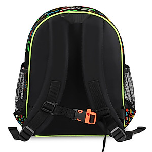 Education Alphabet Kids Backpack for Boys Girls, Rainbow Letter Toddler Bag Kindergarten Children Bag Preschool Nursery Travel Bag with Chest Strap Small Backpack